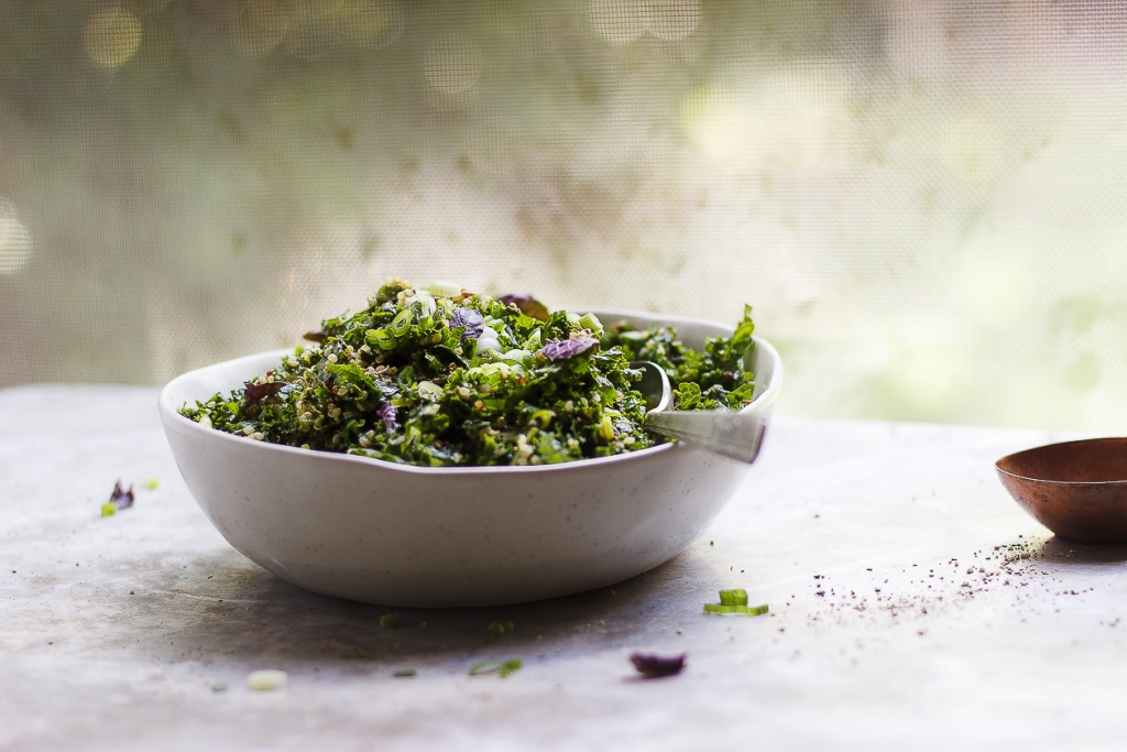 Green Quinoa Salad with Simple Creamy Basil Dressing